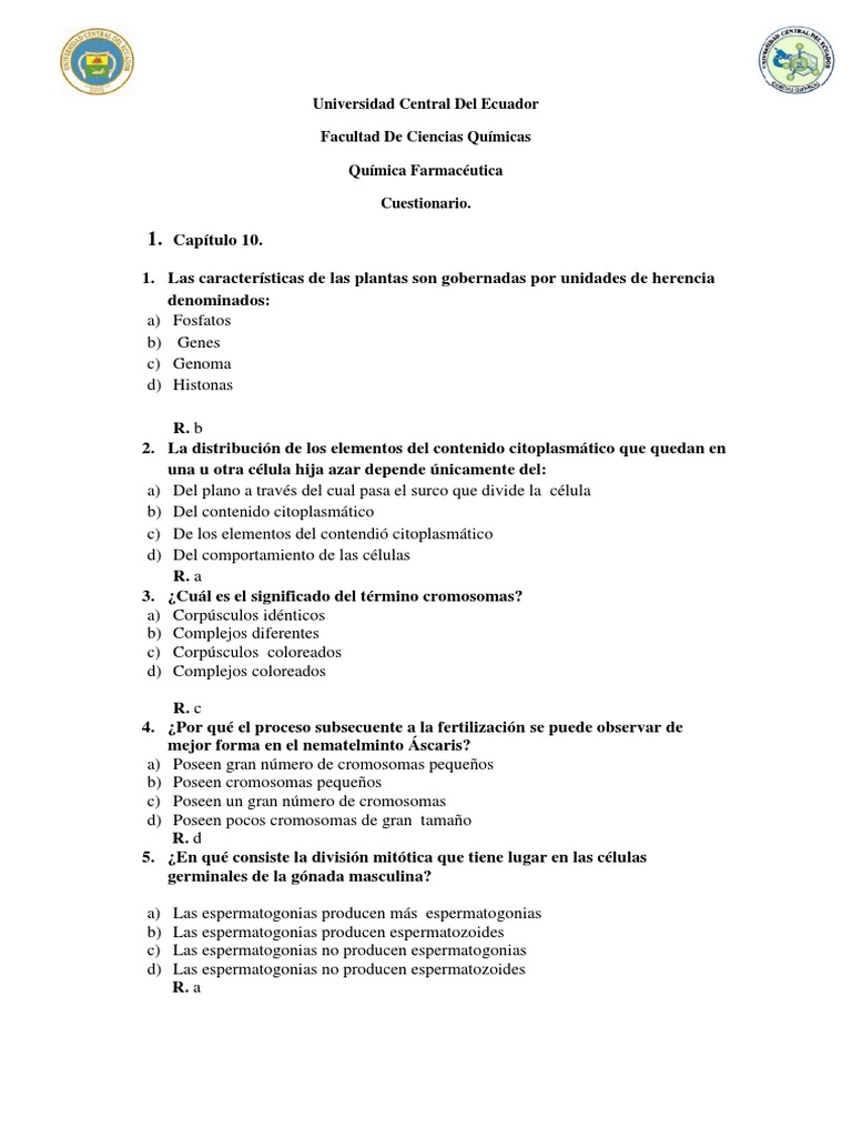 Cuestionario Biologia Molecular | PDF | Aminoácidos | Adn