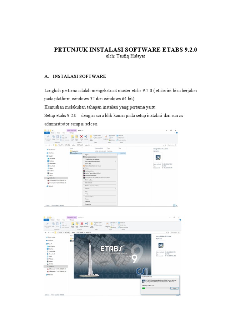 Petunjuk Instalasi Software Etabs 9.2.0 | PDF | Bisnis | Teknologi ...