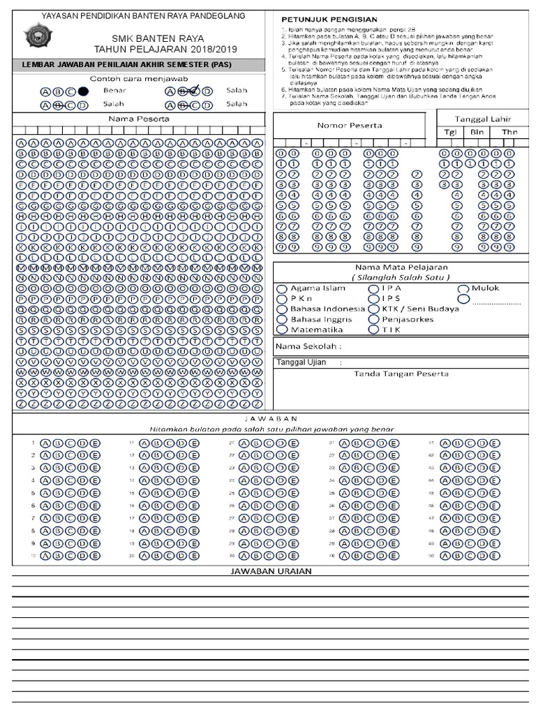 LJK Ujian Akhir | PDF