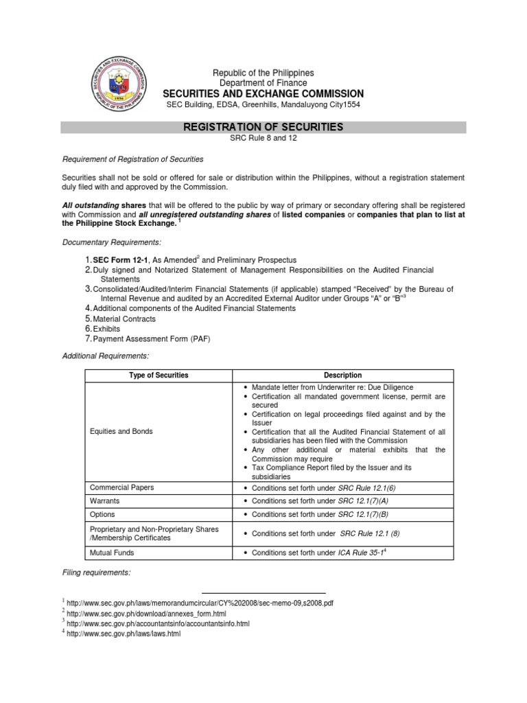 Securities And Exchange Commission Permit