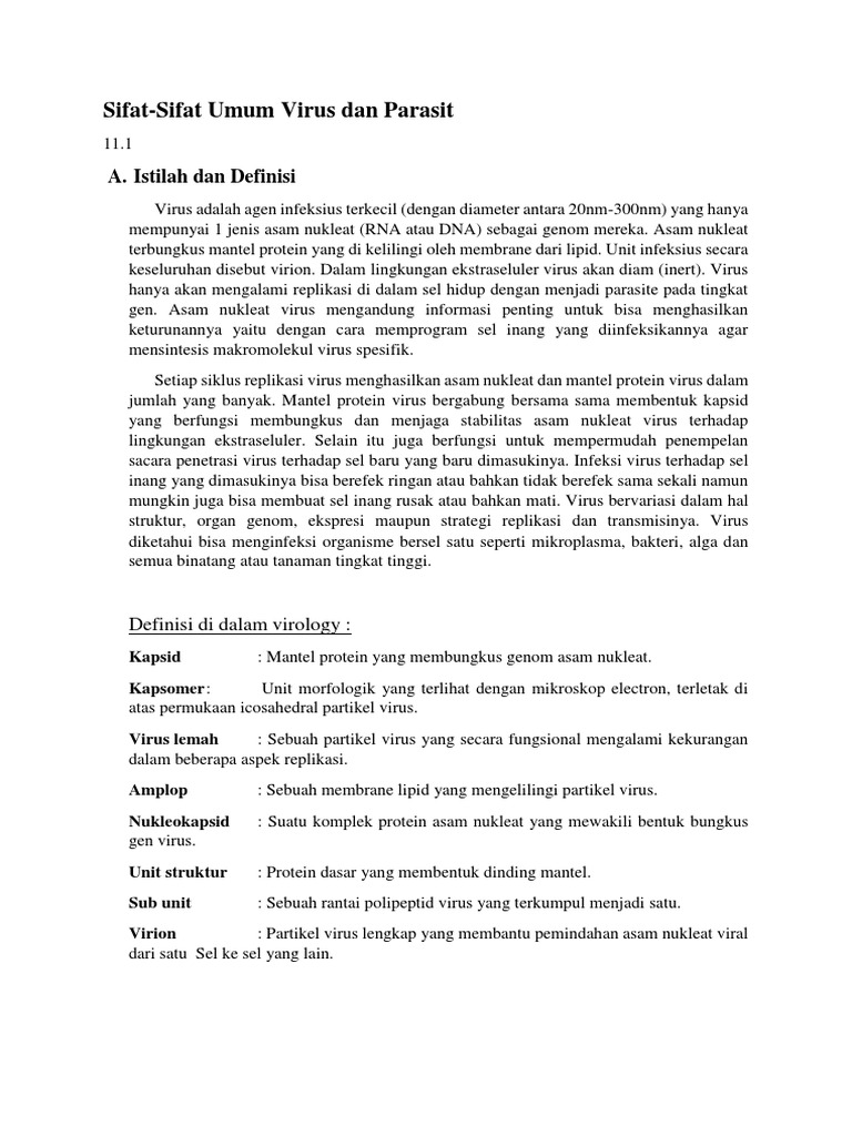 Sifat dan Klasifikasi Virus serta Parasit | PDF | Griya & Taman