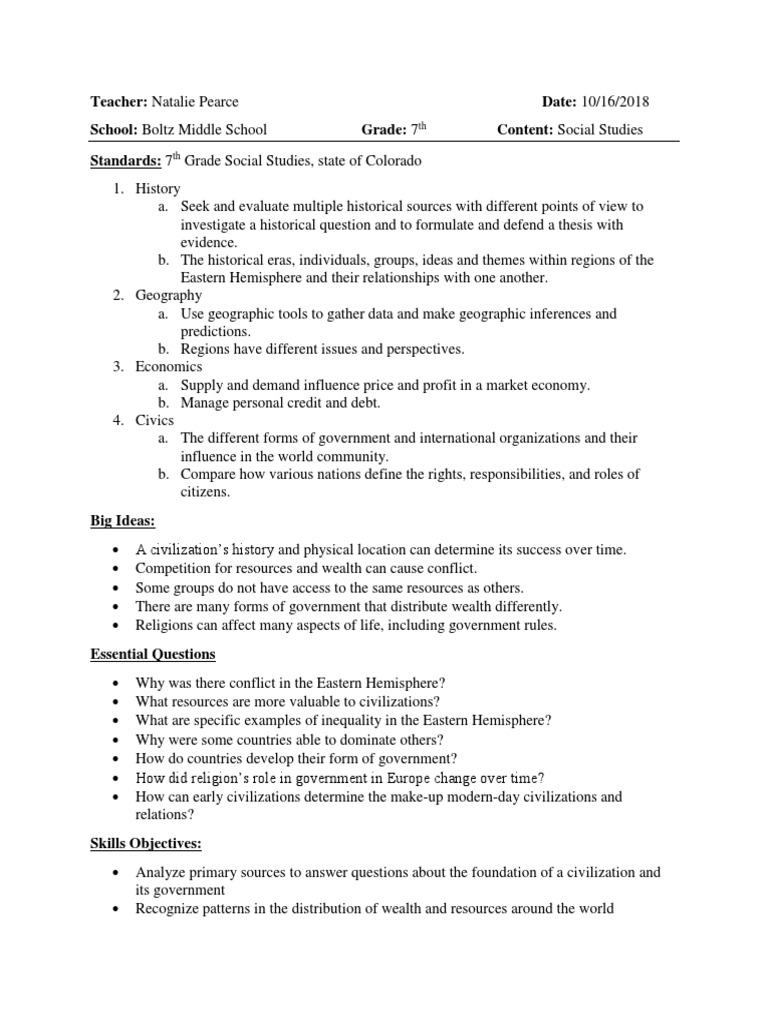 7th Grade Social Studies Curriculum Guide | PDF | Ancient History ...