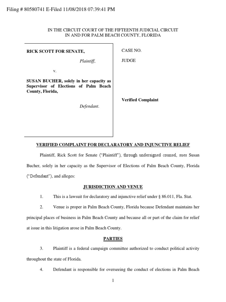 Palm Beach Complaint | PDF | Declaratory Judgment | Lawsuit