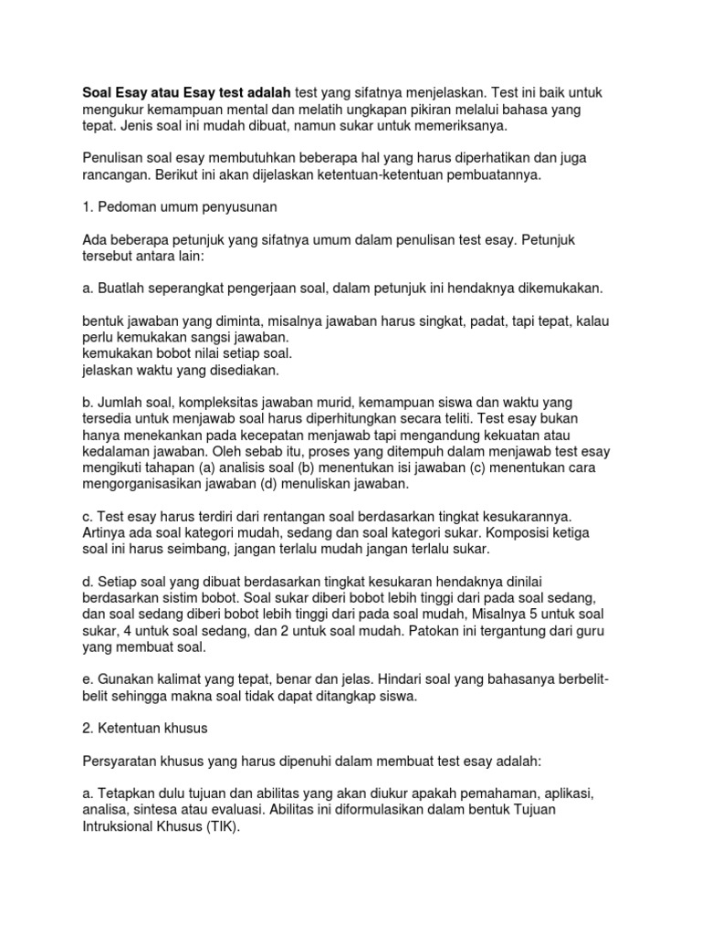 Tips Membuat Soal Esay | PDF
