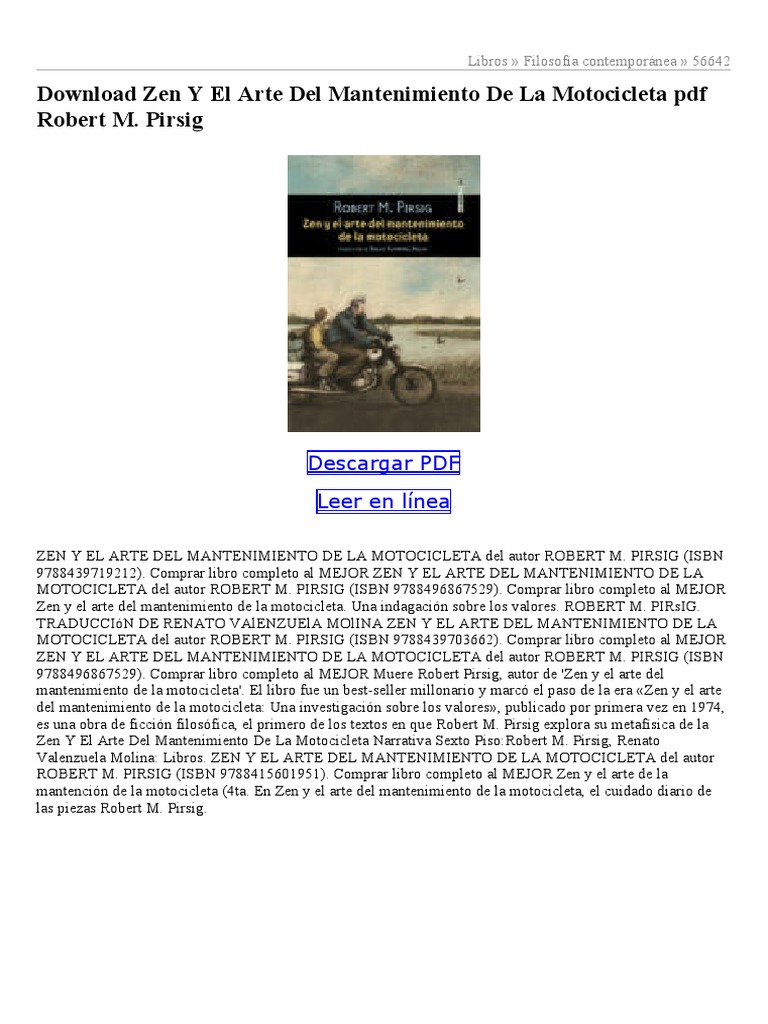 Zen Y El Arte Del Mantenimiento de La Motocicleta PDF | PDF