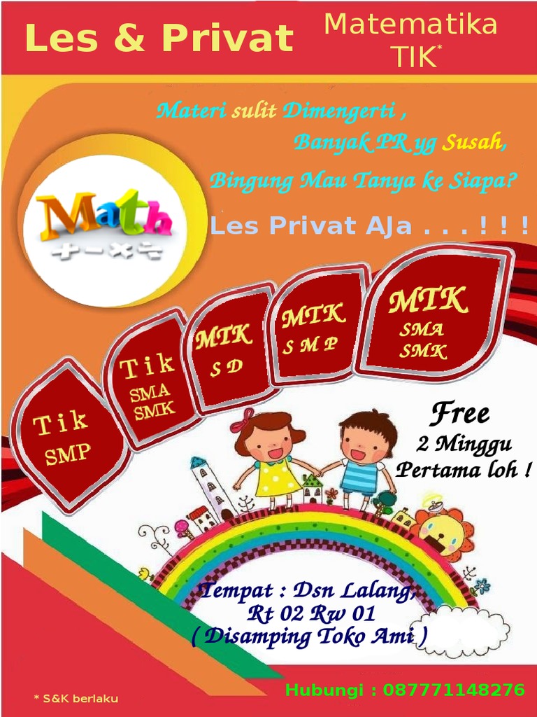 Contoh Desain Brosur Les MTK | PDF