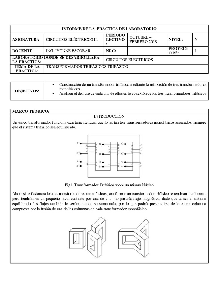 Informe de Transformador Trifasico | PDF | Transformador | Corriente ... Informe de Transformador Trifasico | PDF | Transformador | Corriente ...