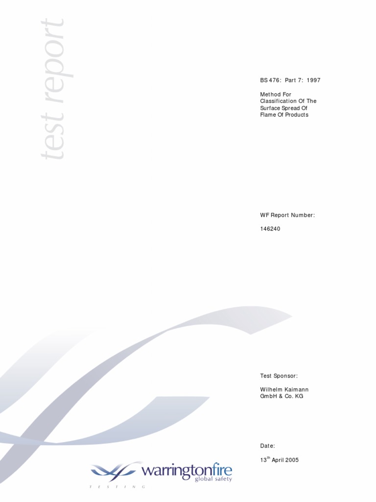 Test Report For BS476 Part 7 | PDF | Building Engineering | Materials