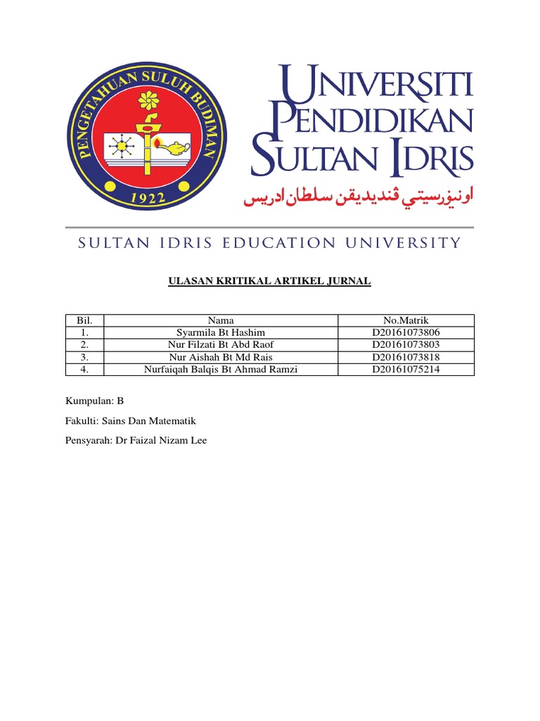 Ulasan Kritikal Jurnal | PDF