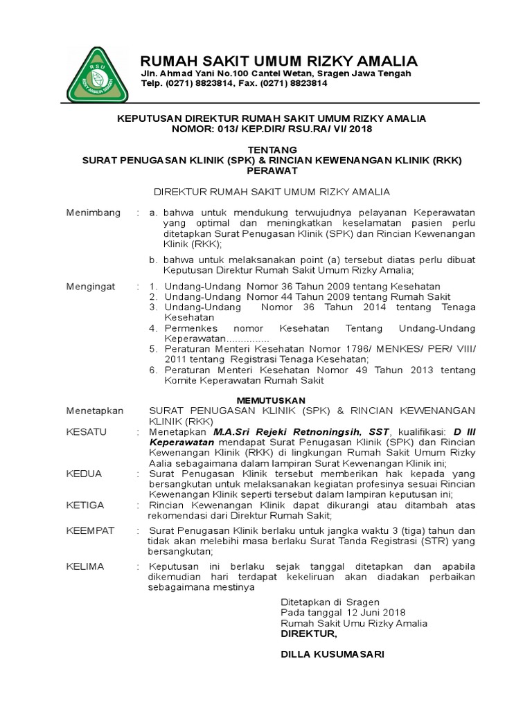 SPK & RKK Perawat | PDF