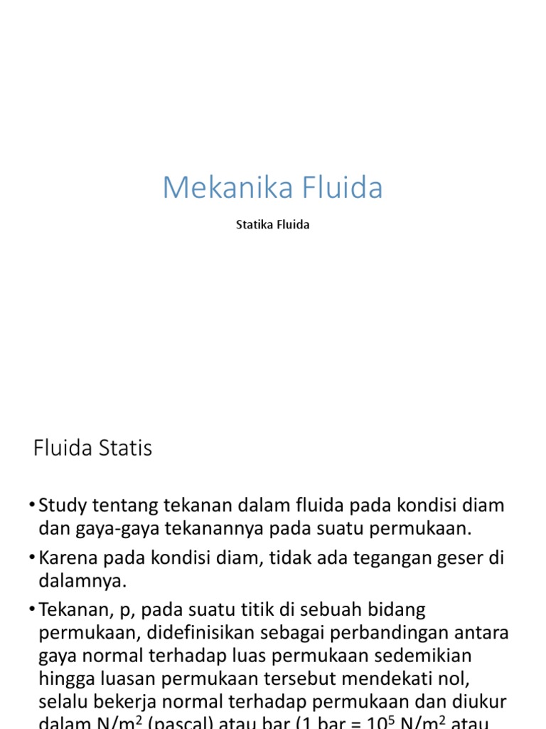 Statika Fluida: Hukum dan Contoh Tekanan | PDF