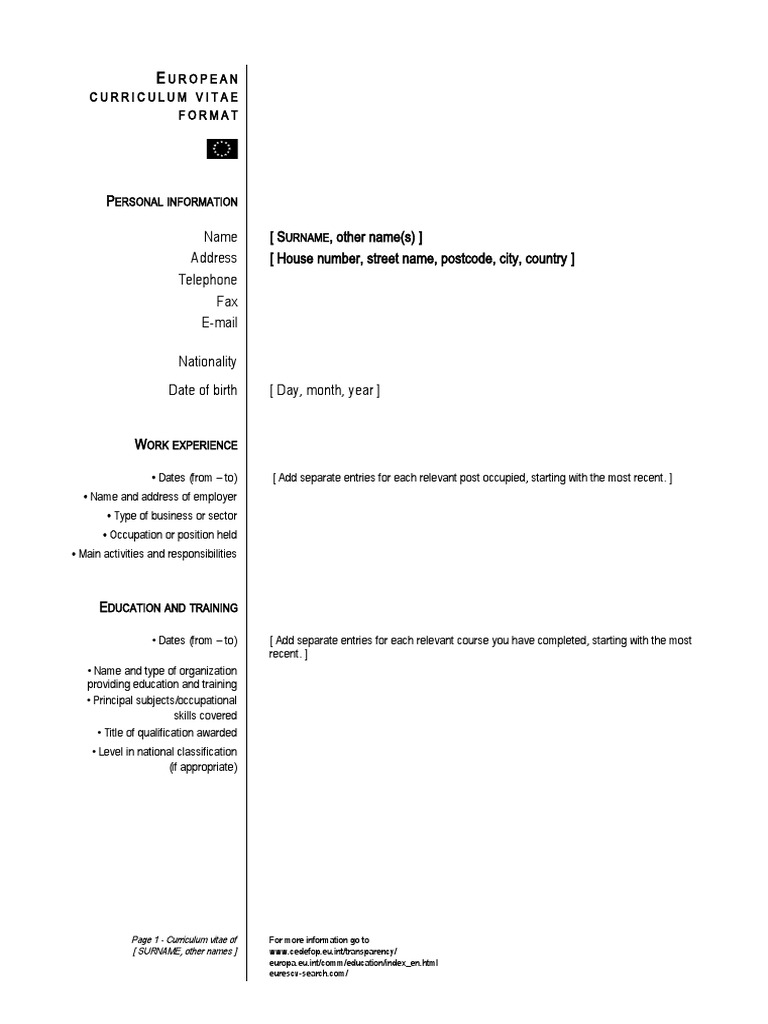 CV en Blanko | PDF | Curriculum | Cognition