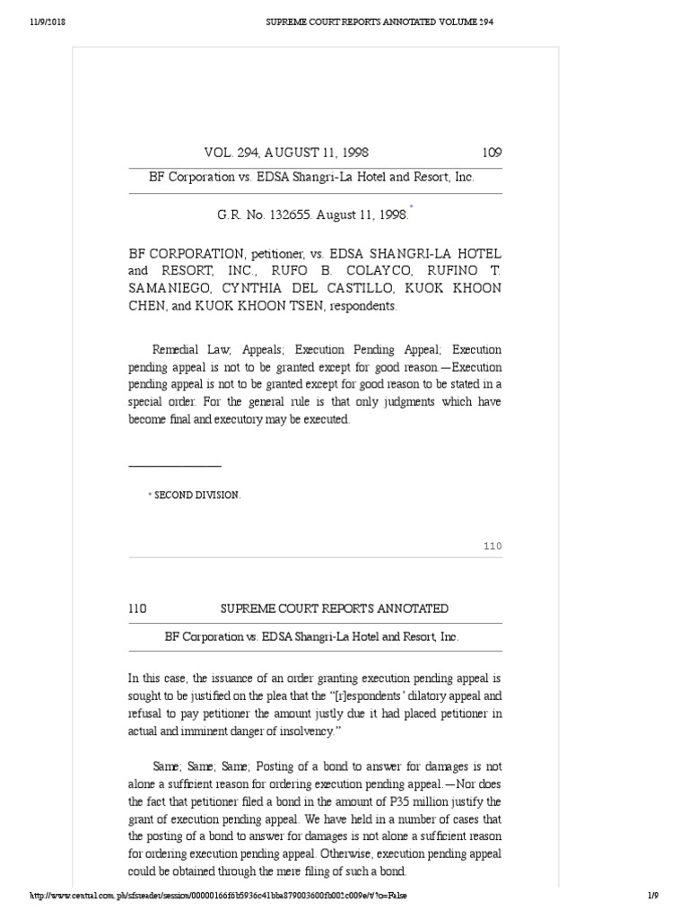 BF Corp V Edsa Shangrila | PDF | Judgment (Law) | Certiorari