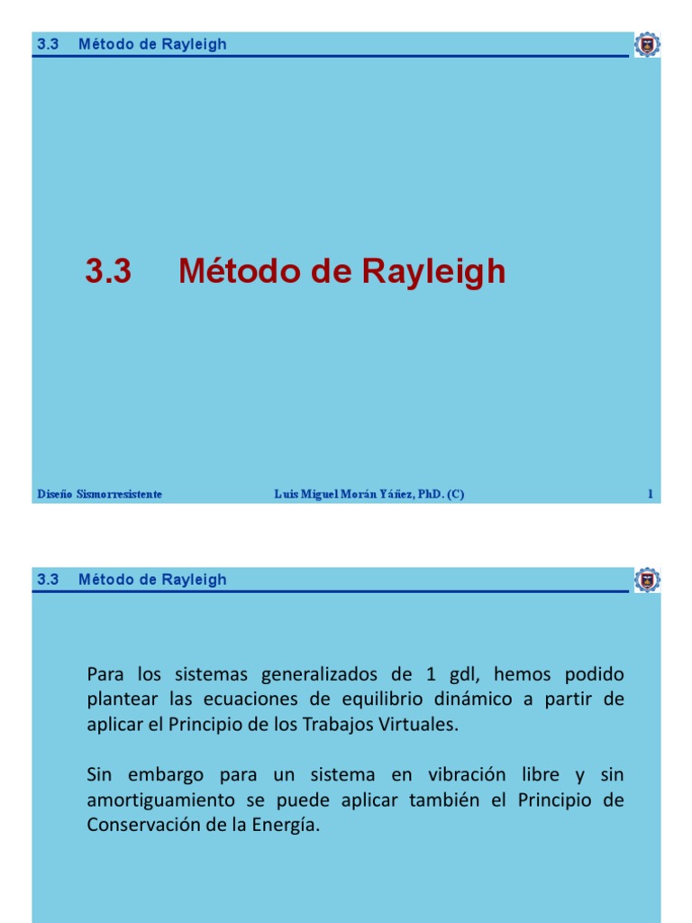 3.3 Metodo de Rayleigh | PDF | Masa | Energía cinética