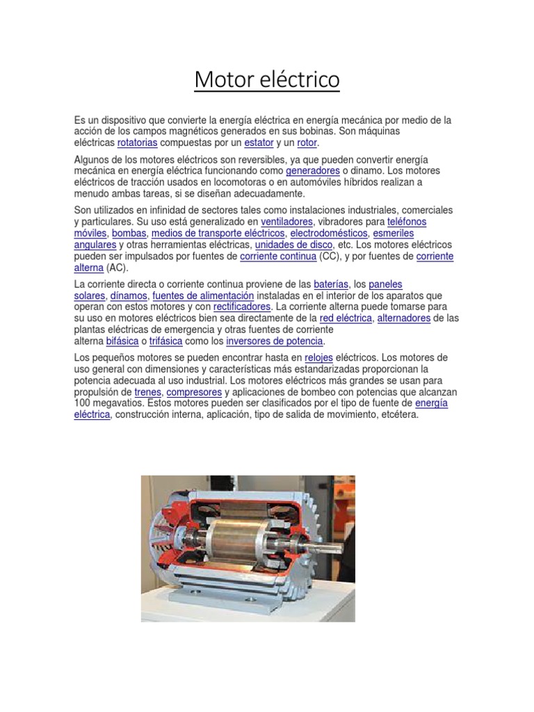 Resumen-Motor Eléctrico | PDF | Motor eléctrico | Electromagnetismo