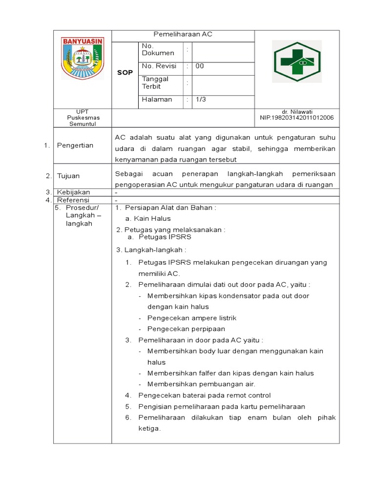 SOP Pemeliharaan Komputer | PDF | Teknologi & Rekayasa