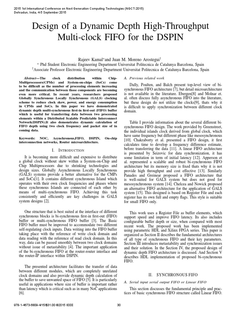 Design of A Dynamic Depth High-Throughput Multi-Clock FIFO For The DSPIN | PDF | Pointer ...
