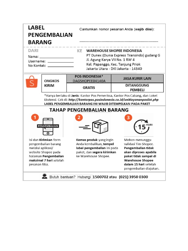 Shopee Mall Manual Return Label (Id) - 3 PDF | PDF