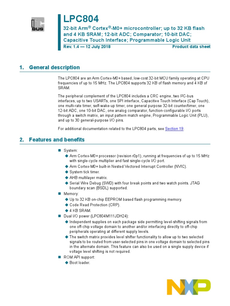 LPC804 | PDF | Microcontroller | Electronics