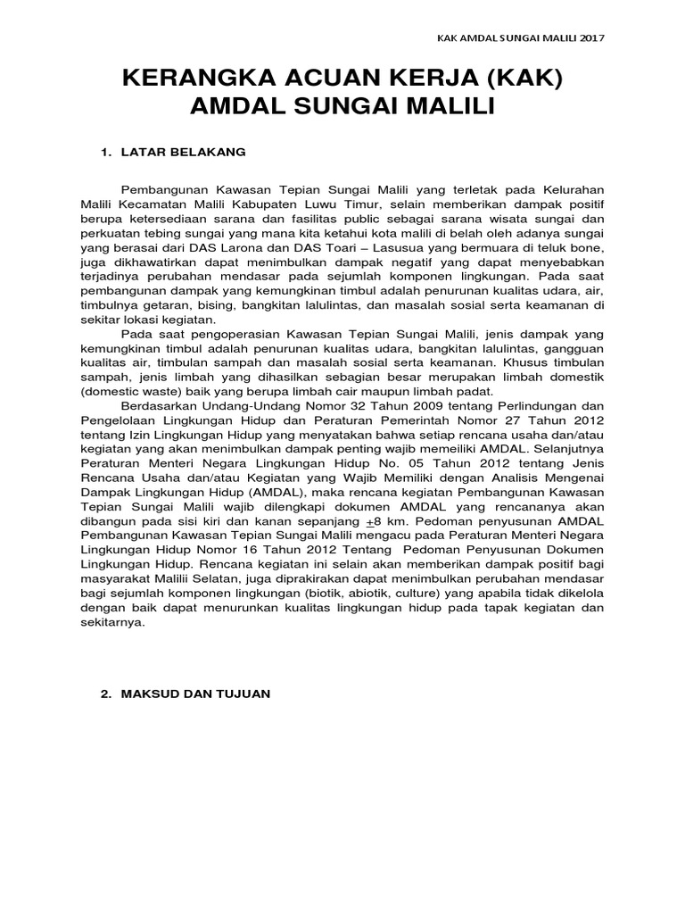 Kak Amdal Sungai Malili | PDF