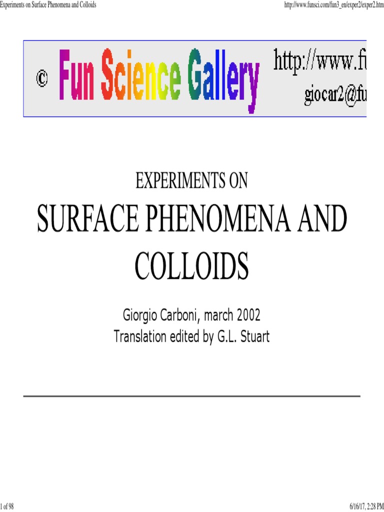 Surface Phenomena Experiments Guide | PDF | Surfactant | Wetting