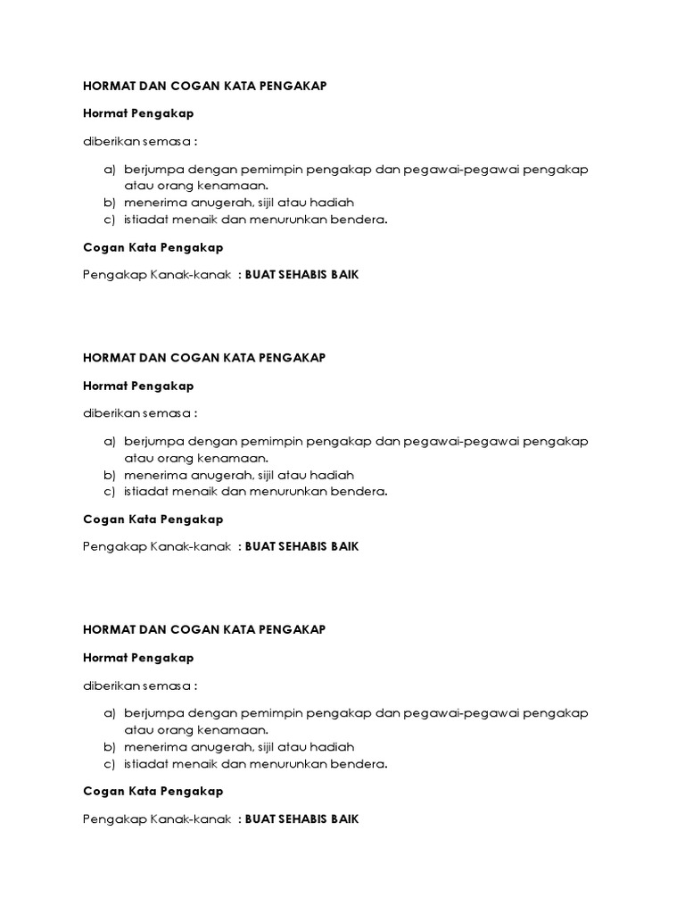 Hormat Dan Cogan Kata Pengakap, Lagu & Sejarah | PDF