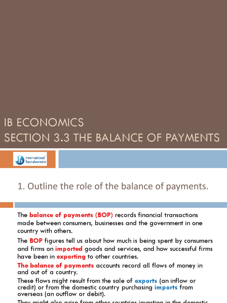 Ib Economics Section 3.3 The Balance of Payments | PDF | Current ...