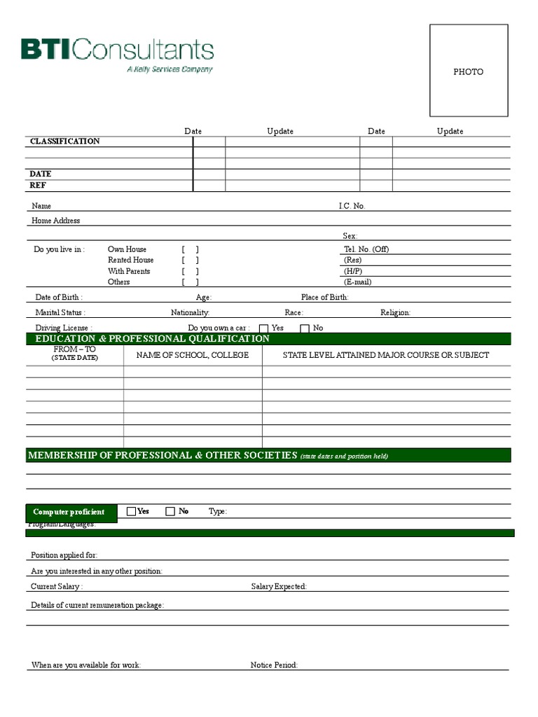 Standard CV Form | PDF | Employment | Salary