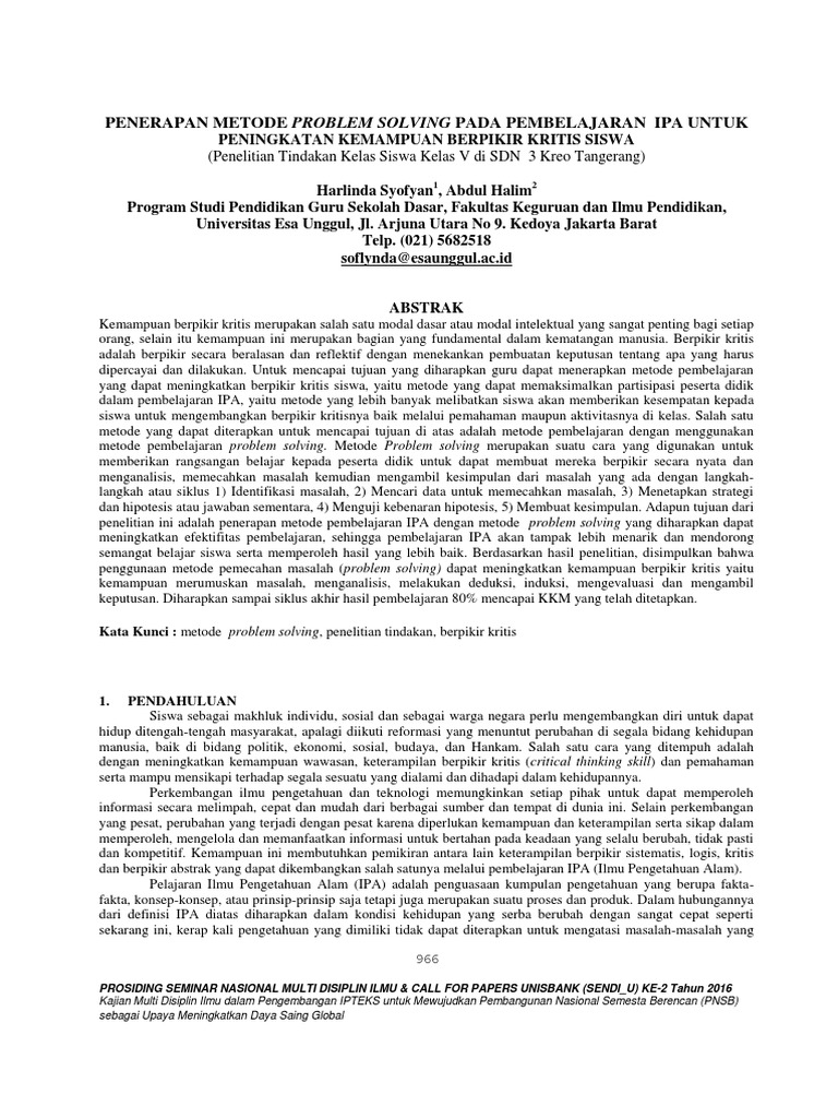 ID Penerapan Metode Problem Solving Pada Pe PDF | PDF ID Penerapan Metode Problem Solving Pada Pe PDF | PDF