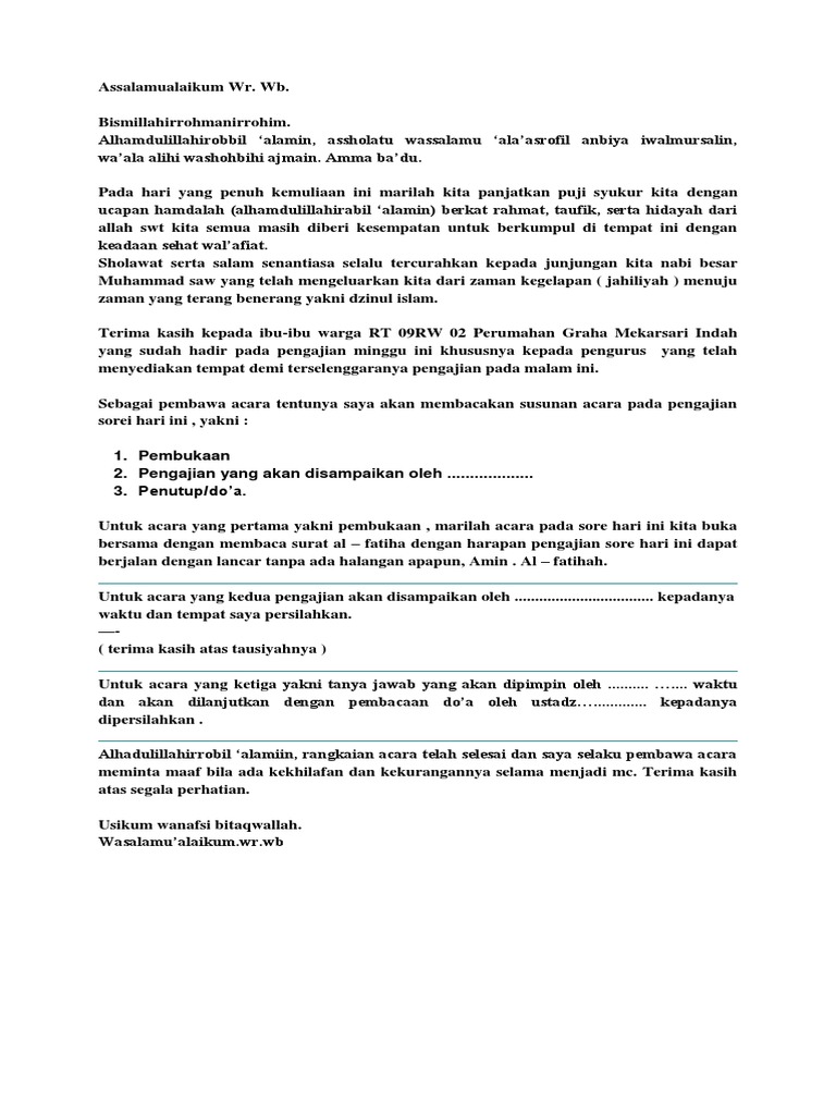 MC Pengajian | PDF | Seni & Disiplin Bahasa | Kajian Bahasa Asing