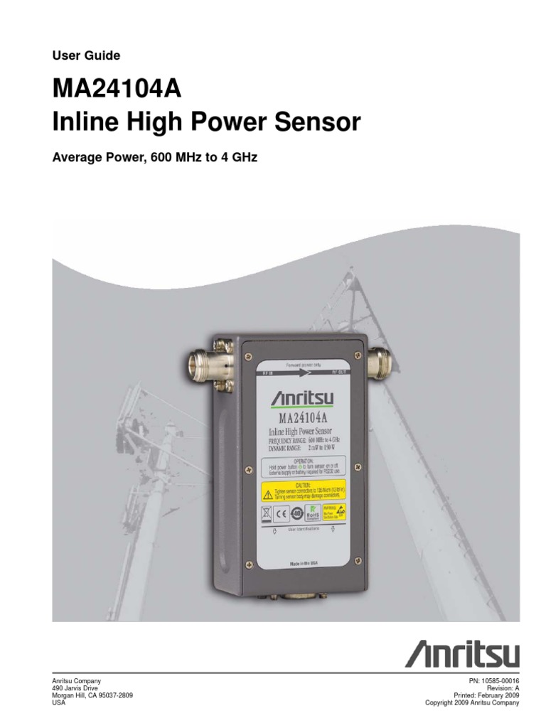 MA24104A Inline High Power Sensor: User Guide | PDF | Personal ...