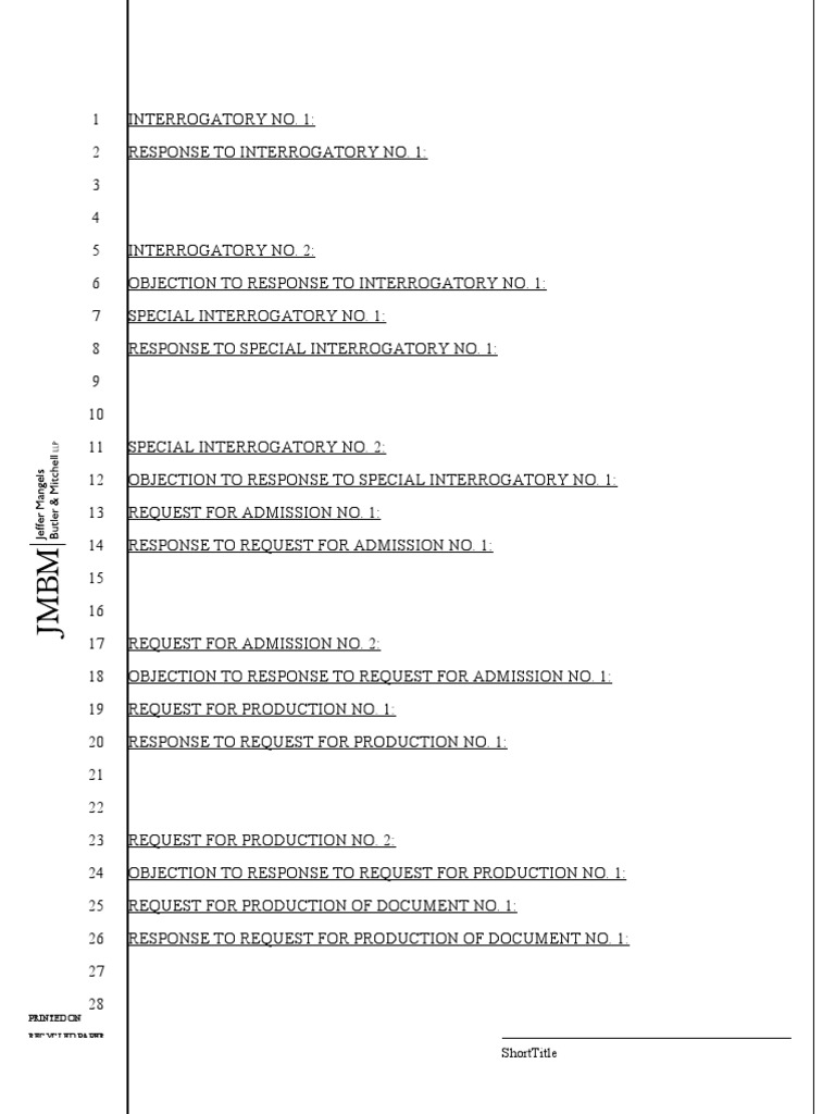 Interrogatory and Production Responses | PDF | Discovery (Law) | Sources
