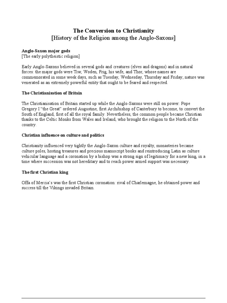 The Conversion To Christianity | PDF | Anglo Saxons | Odin