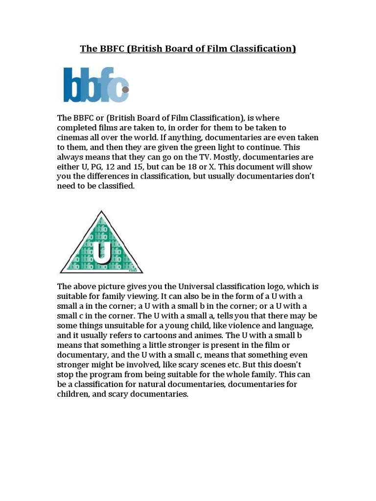 The BBFC (British Board of Film Classification) | PDF | Entertainment