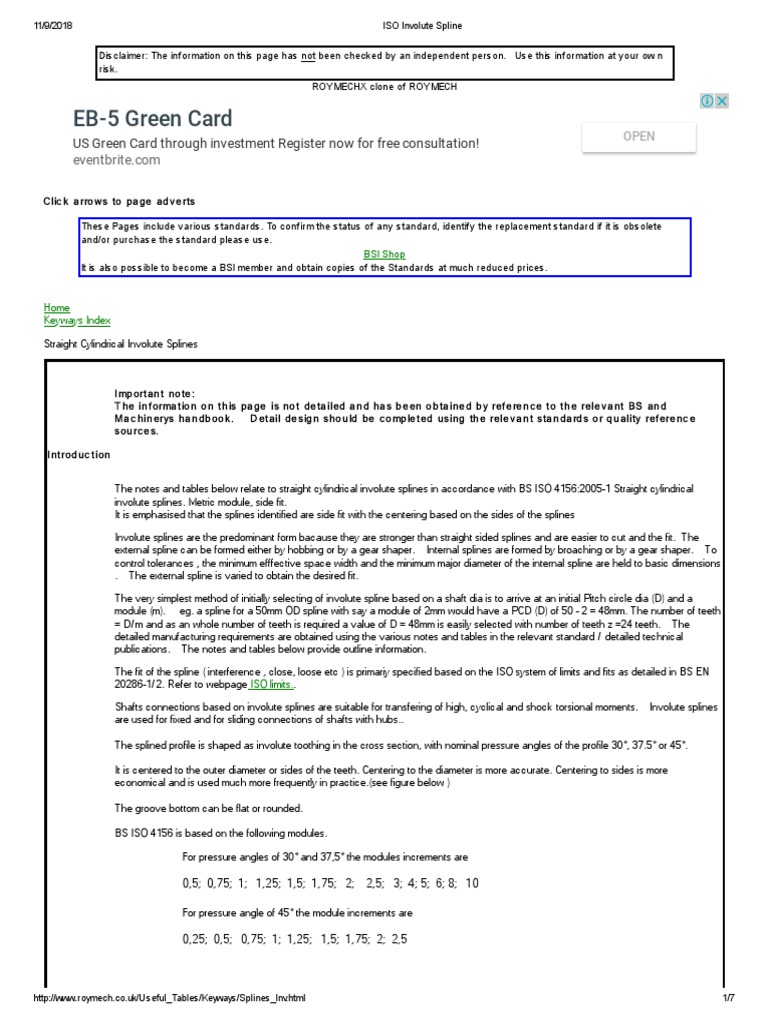 ISO Involute Spline | Mechanical Engineering | Mathematics