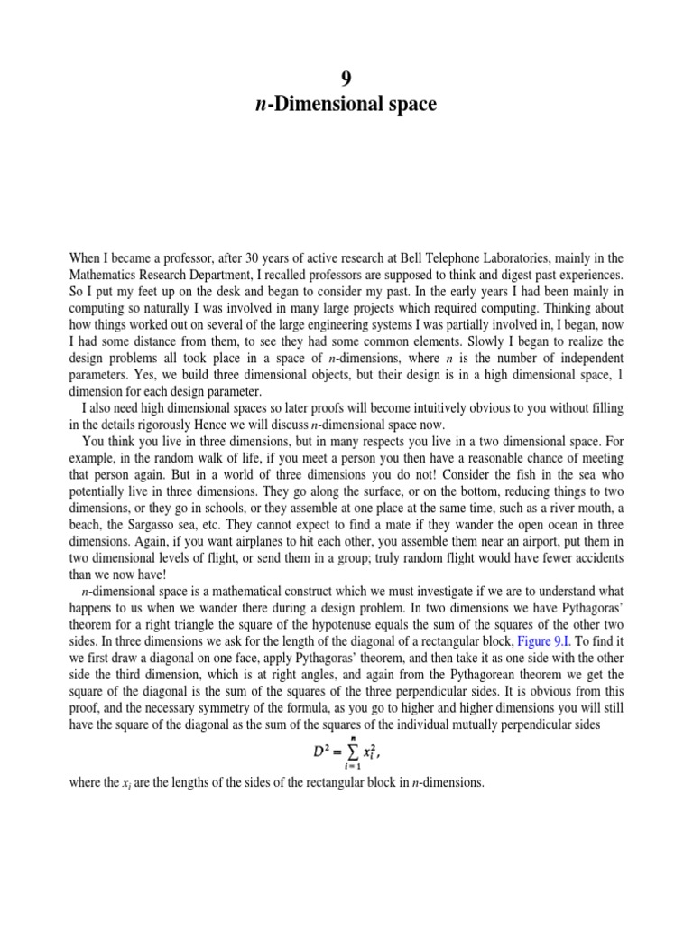 N Dimensional Space | PDF | Sphere | Dimension