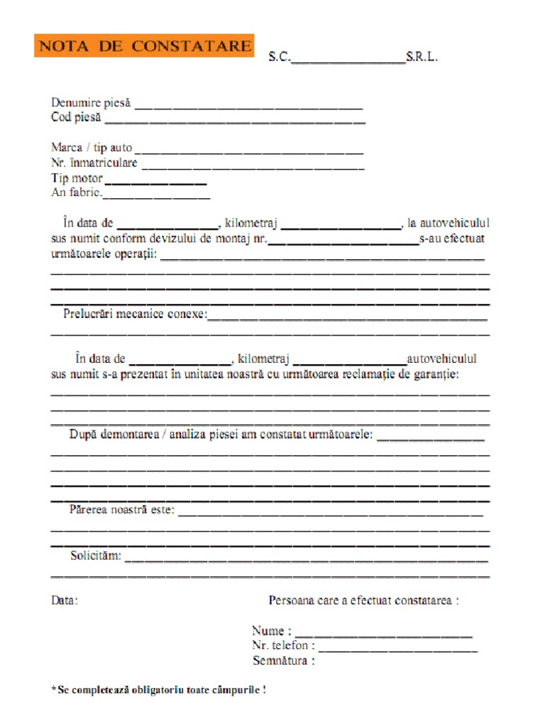 Nota Constatare | PDF
