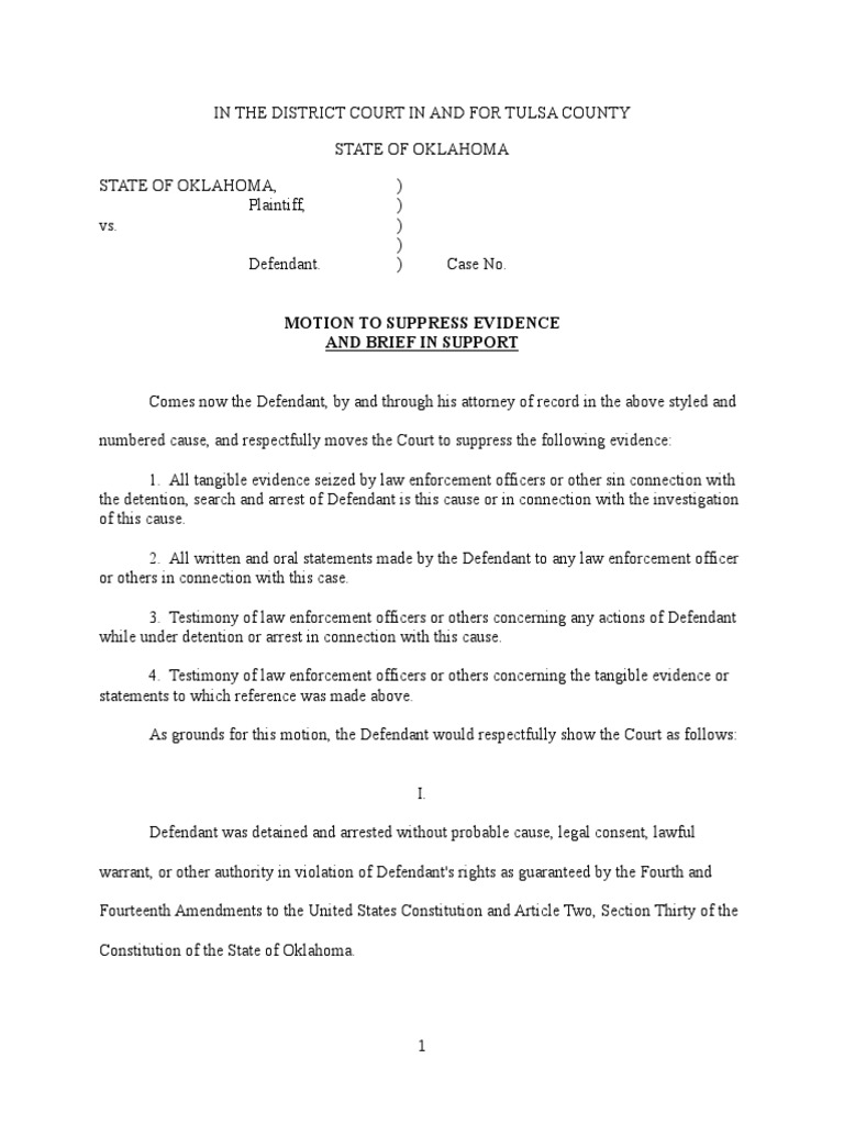 Motion To Suppress Evidence and Brief in Support | PDF | United States ...