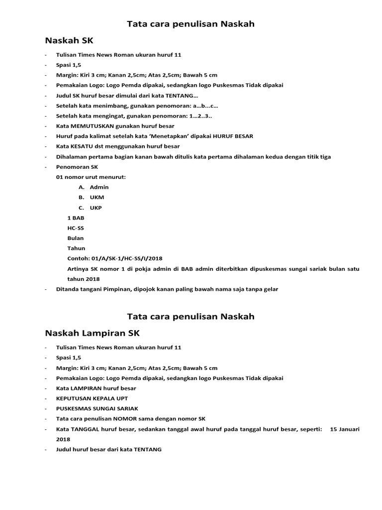 Tata Cara Penulisan Naskah
