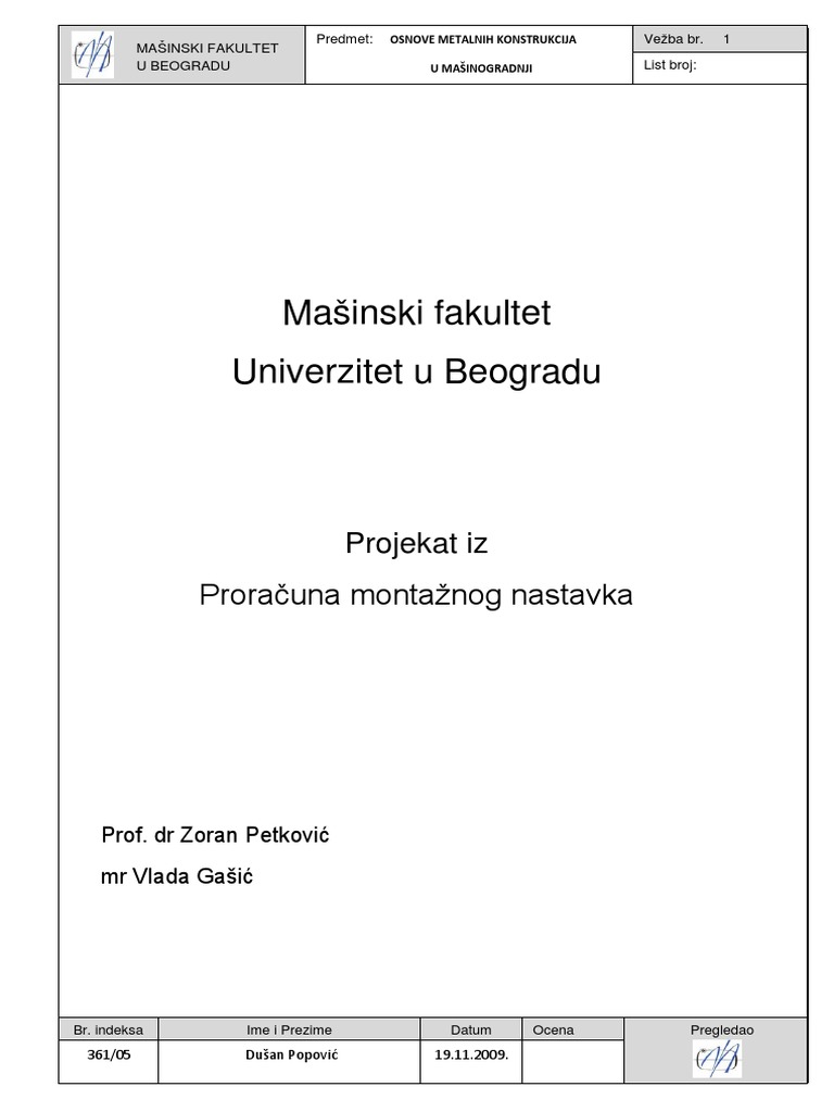 Projekt - Montažni Nastavak | PDF