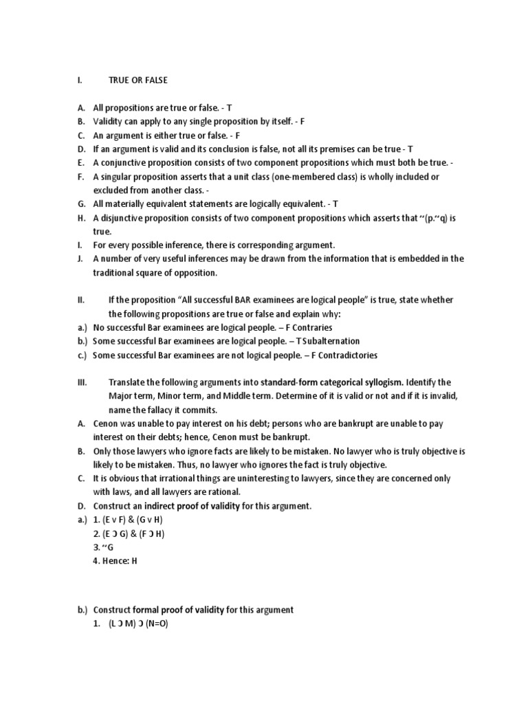 Sample | PDF | Argument | Validity