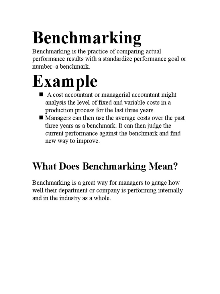 Benchmarking Example: What Does Benchmarking Mean? | PDF | Benchmarking ...