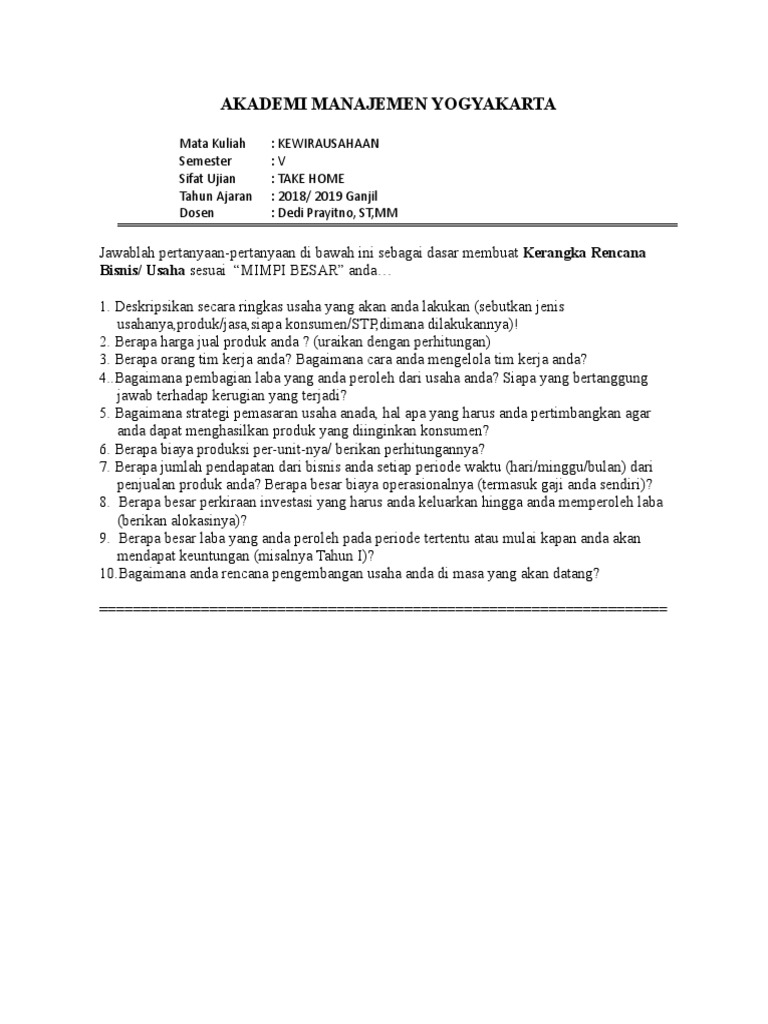 Take Home Uts Amayo New | PDF | Karier & Perkembangan | Bisnis