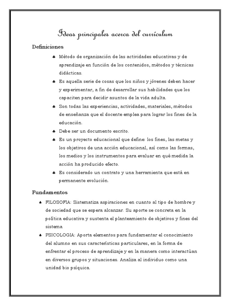 PRODUCTO 3 - Ideas Principales Acerca Del Currículum | PDF | Plan de ...