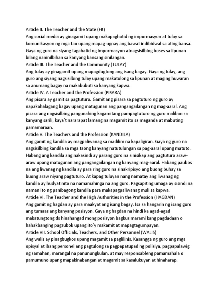 Code of Ethics Tagalog Ver | PDF