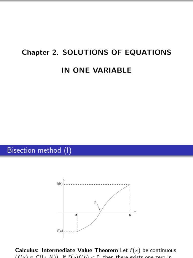 Solving Equations Using Bisection And Fixed Point Iteration Methods Pdf Zero Of A Function