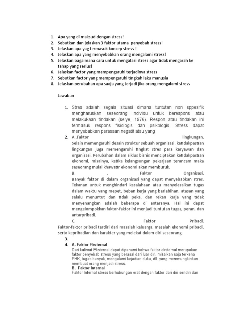 Apa Yang Di Maksud Dengan Stress | PDF