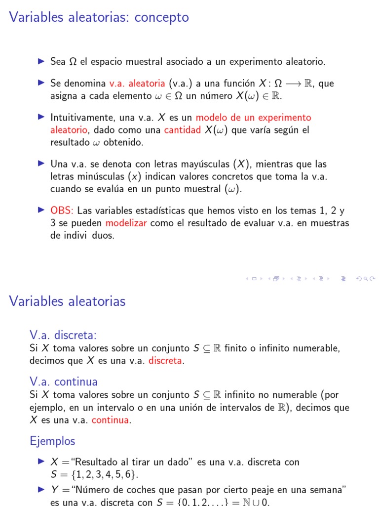 Variables aleatorias: concepto y tipos | PDF | Variable aleatoria ...