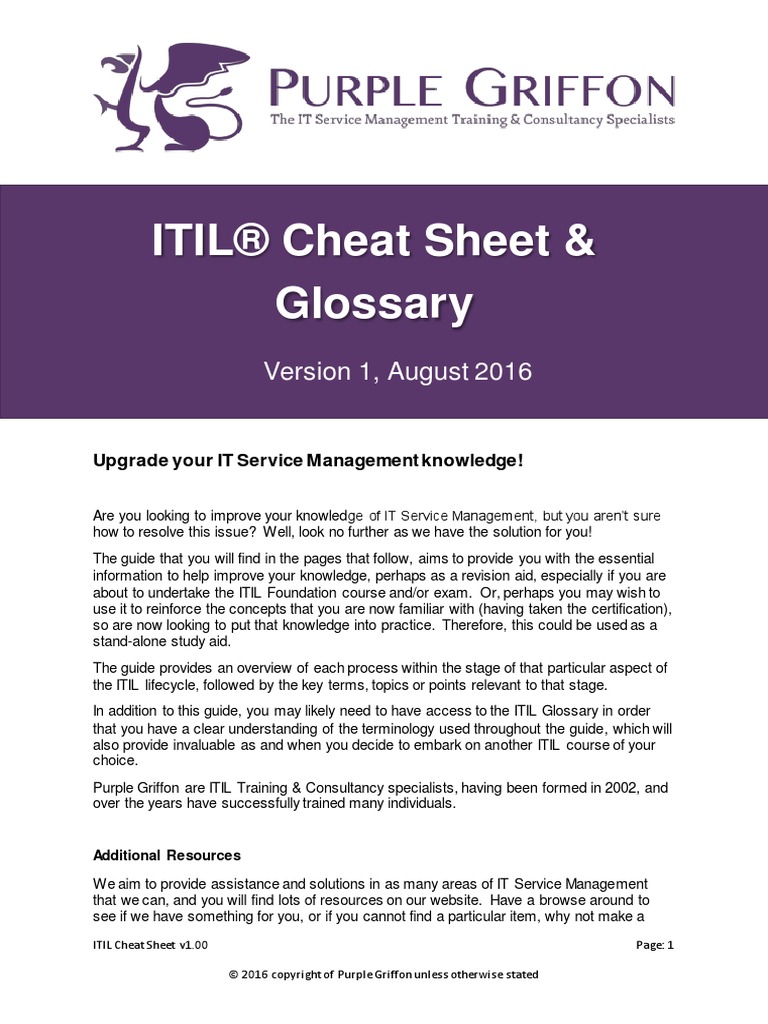 ITIL Cheat Sheet | PDF | Itil | Business Process