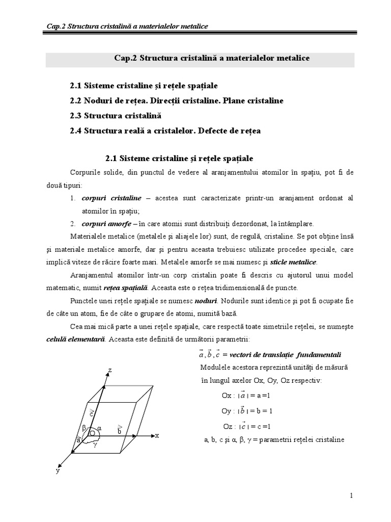 Cap 2 Structura Cristalina PDF | PDF